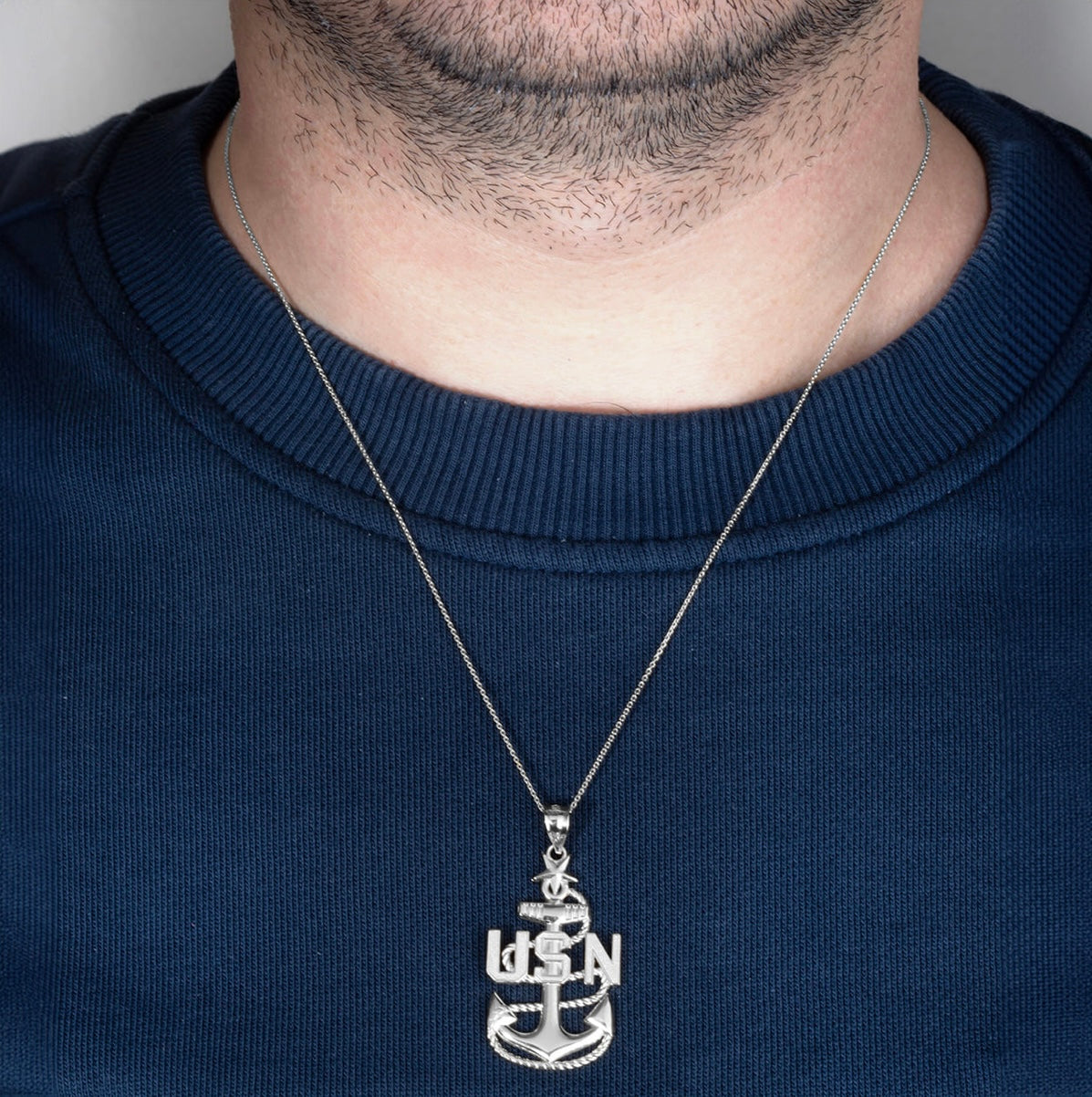 925 Sterling Silver US Navy Fleet Anchor Pendant Chain – Scolari Jewelers