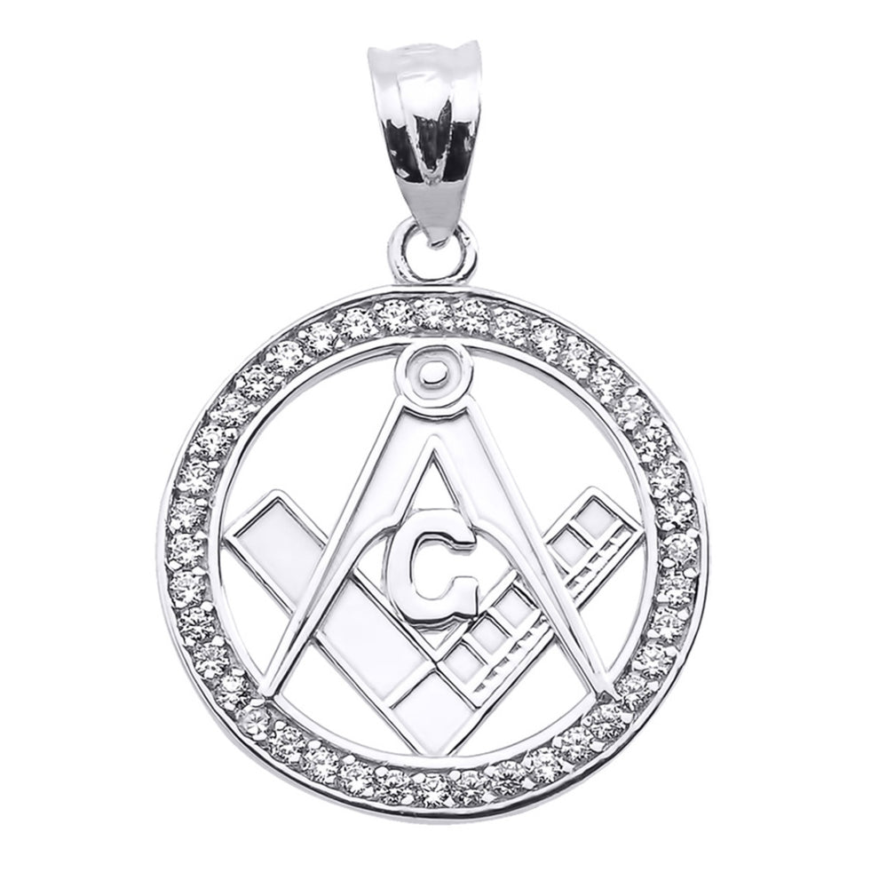 925 Sterling Silver CZ Studded Freemason Masonic Pendant – Scolari Jewelers